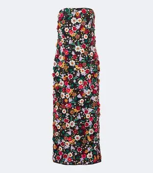 Carolina Herrera Embellished Floral Organza Cocktail Dress