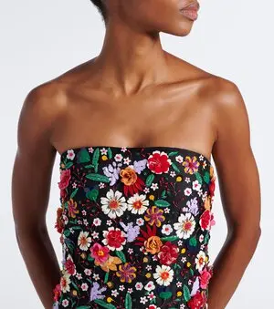 Carolina Herrera Embellished Floral Organza Cocktail Dress