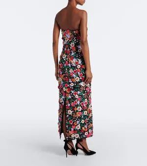 Carolina Herrera Embellished Floral Organza Cocktail Dress