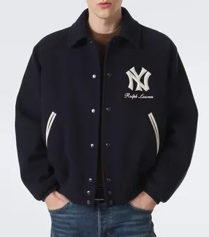 Ralph Lauren Purple Label X Mlb Shearling-lined Twill Blouson Jacket