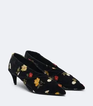 Khaite Miriam Embroidered Velvet Pumps