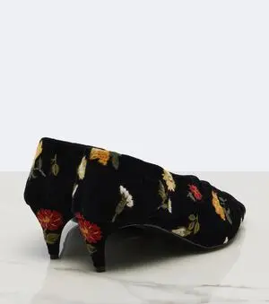Khaite Miriam Embroidered Velvet Pumps