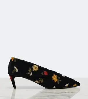 Khaite Miriam Embroidered Velvet Pumps
