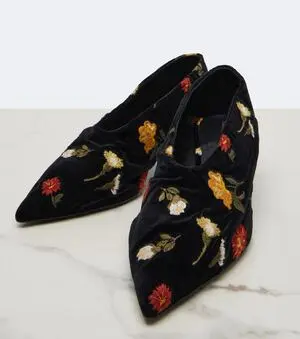 Khaite Miriam Embroidered Velvet Pumps