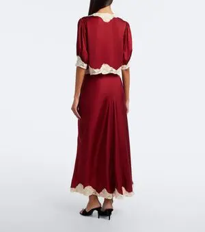 Rixo Crystal Lace-trimmed Satin Slip Skirt