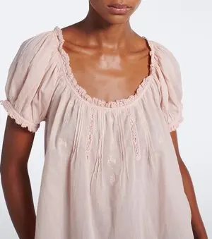 DÔEN Frederica Embroidered Cotton Voile Top