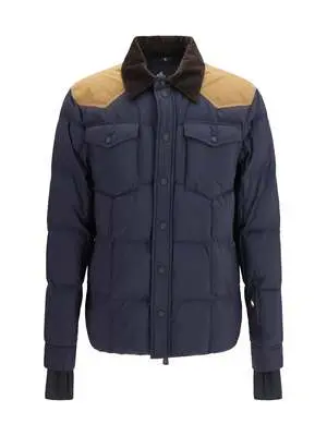 Moncler Geltech Down Ski Jacket With Corduroy Trim - Blue