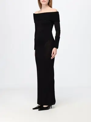 Alaïa Long Knit Sheath Dress In A Wool Blend With A Straight Neckline