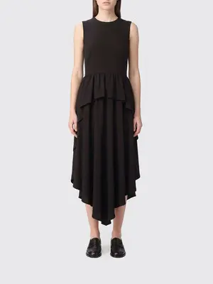 Loewe Sleeveless Slim Fit Asymmetrical Wool-blend Midi Dress - Brown