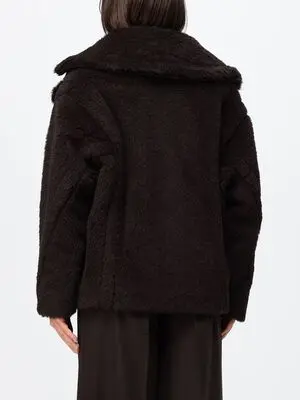 Max Mara Short Double-breasted Faux-fur Effect Coat In A Wool Blend