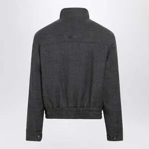 AMI Paris Carbon Grey Padded Harrington Jacket In Wool