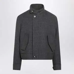 AMI Paris Carbon Grey Padded Harrington Jacket In Wool - Gray