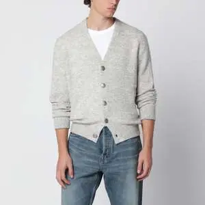 Brunello Cucinelli Nebbia Cardigan In Alpaca Blend - White