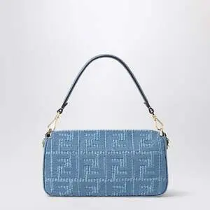 Fendi Woven Raffia Baguette Bag With Ff Embroidery