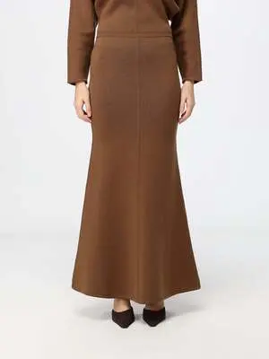 Max Mara Wool And Cashmere Knit Long Skirt With A High Elasticated Waist - Brown
