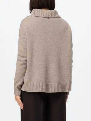 Max Mara Alpaca Blend Jumper With Stand Collar And Half-zip