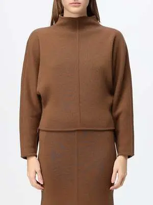Max Mara Wool And Cashmere Funnel Neck Jumper With Dropped Shoulders - Brown