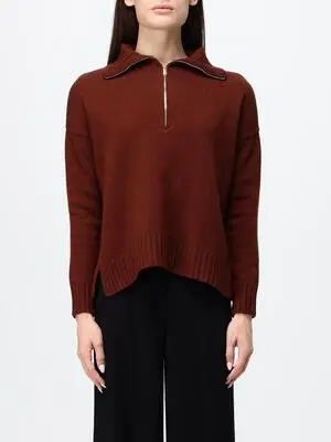 Max Mara Alpaca Blend Jumper With Stand Collar And Half-zip - Red