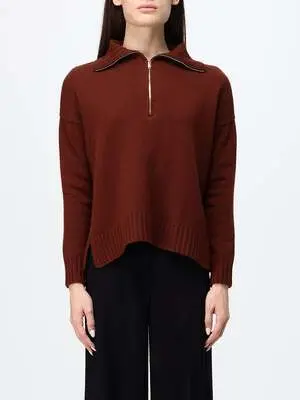 Max Mara Alpaca Blend Jumper With Stand Collar And Half-zip - Red