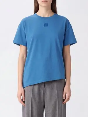 Loewe Asymmetrical Hem Cotton Crew-neck T-shirt With Short Sleeves - Blue