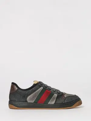 Gucci Screener Sneakers In Gg Fabric And Used Leather - Black