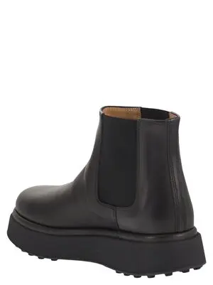 TOD'S Leather Chelsea Boots With Raised Rubber Sole