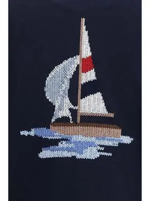 Thom Browne 4-bar Boat Cotton Cardigan