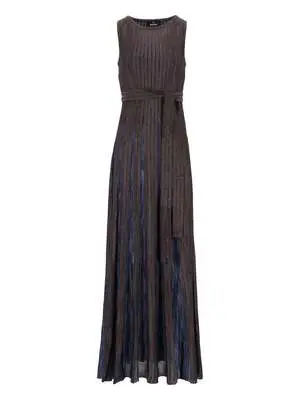 Missoni Long Lamé Viscose Dress With A Belt - Blue