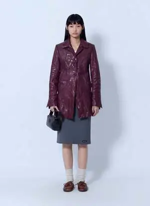 Miu Miu Textured Leather Coat
