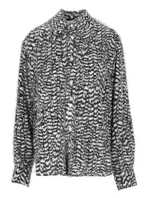 Bottega Veneta Viscose Shirt With Fil Coupé Feathers - Black