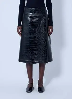 Sportmax Aquile Embossed Midi Skirt - Black