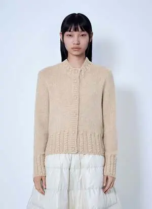Moncler Ribbed Cardigan In Wool Blend