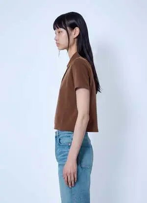 Saint Laurent Cassandre Cropped Polo Shirt
