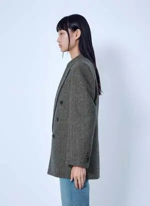 Saint Laurent Double-breasted Herringbone Blazer