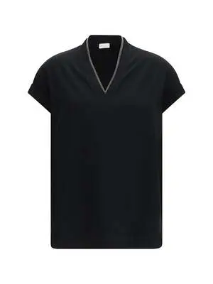 Brunello Cucinelli Cotton T-shirt With Embellishments - Black
