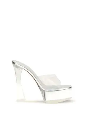 Amina Muaddi Dalida Plateau Sandals - Silver