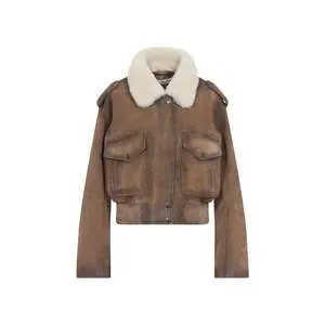 Acne Studios Leather Bomber Jacket - Multicolor
