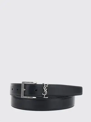 Saint Laurent Cassandre Calfskin Leather Belt With Monogram Buckle