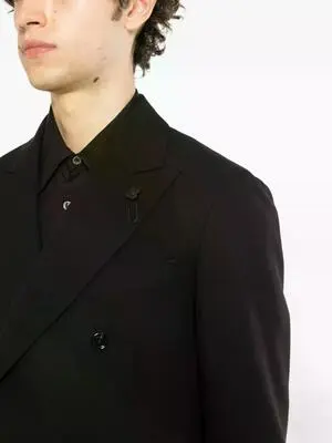LARDINI Double-breasted Peak-lapel Suit - Black