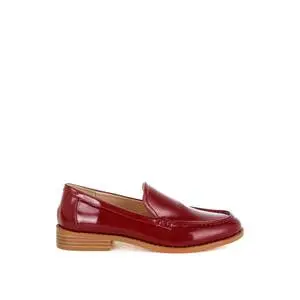 RAG & CO Corleone Pleather Stacked Heel Loafers Burgundy - Red