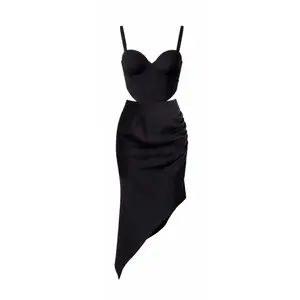 AVENUE N°29 Cut-out Wool Corset Dress - Black