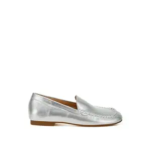 RAG & CO Dama Metallic Pleather Loafers In By - Silver
