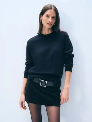 WHITE & WARREN Cashmere Crew Sweater In Size - Navy