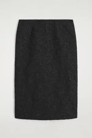 Cos Embroidered Mesh Midi Skirt - Black