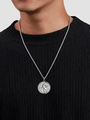 GABRIEL & CO Modern Relics Saint Christopher Medallion Necklace