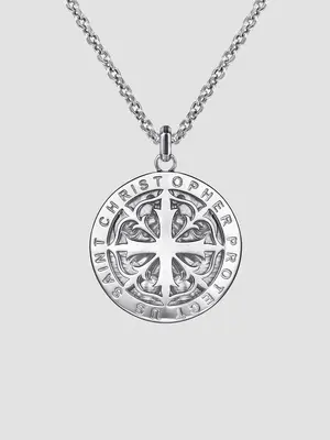 GABRIEL & CO Modern Relics Saint Christopher Medallion Necklace