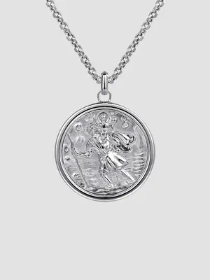 GABRIEL & CO Modern Relics Saint Christopher Medallion Necklace
