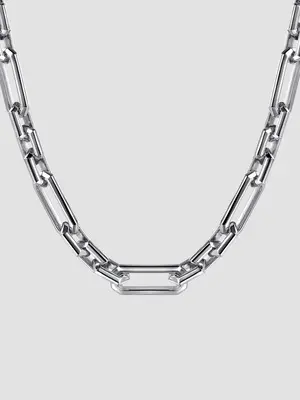 GABRIEL & CO Classic Sterling Faceted Oval-link Chain Necklace/5.5mm