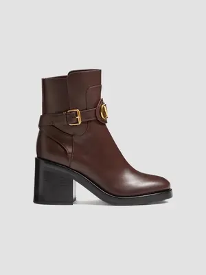 Valentino Garavani Vlogo Signature Calfskin Ankle 70mm Boots - Fondant