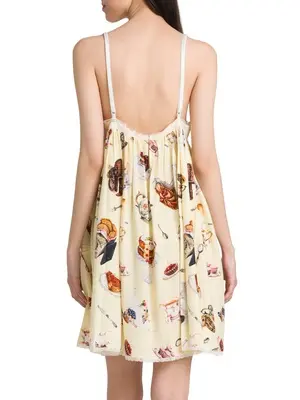 Moschino High Tea Print Lace Silk Minidress